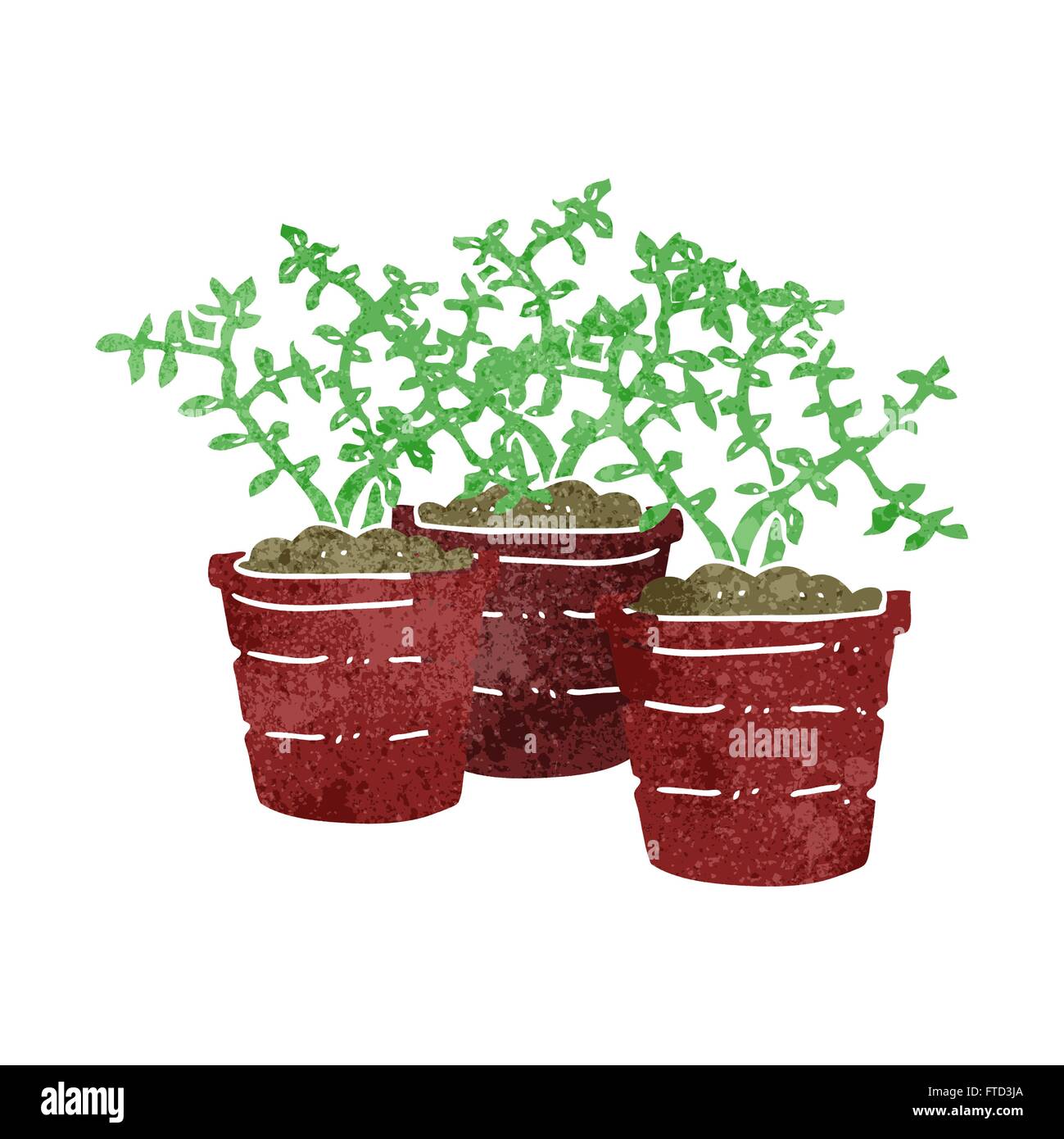 freehand drawn retro cartoon potted plants Stock Vector Image & Art - Alamy