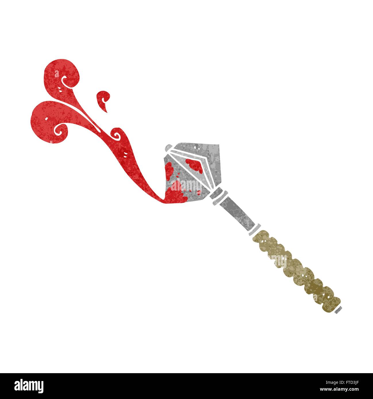 freehand drawn retro cartoon bloody medieval mace Stock Vector Image ...