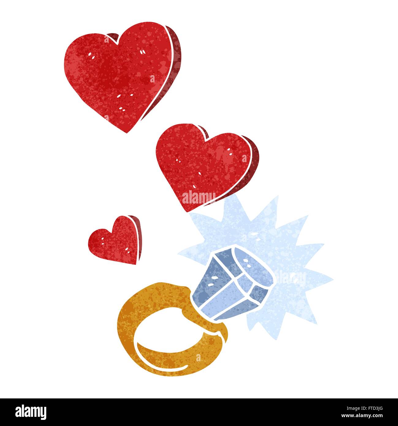 freehand drawn retro cartoon diamond engagement ring Stock Vector Image ...
