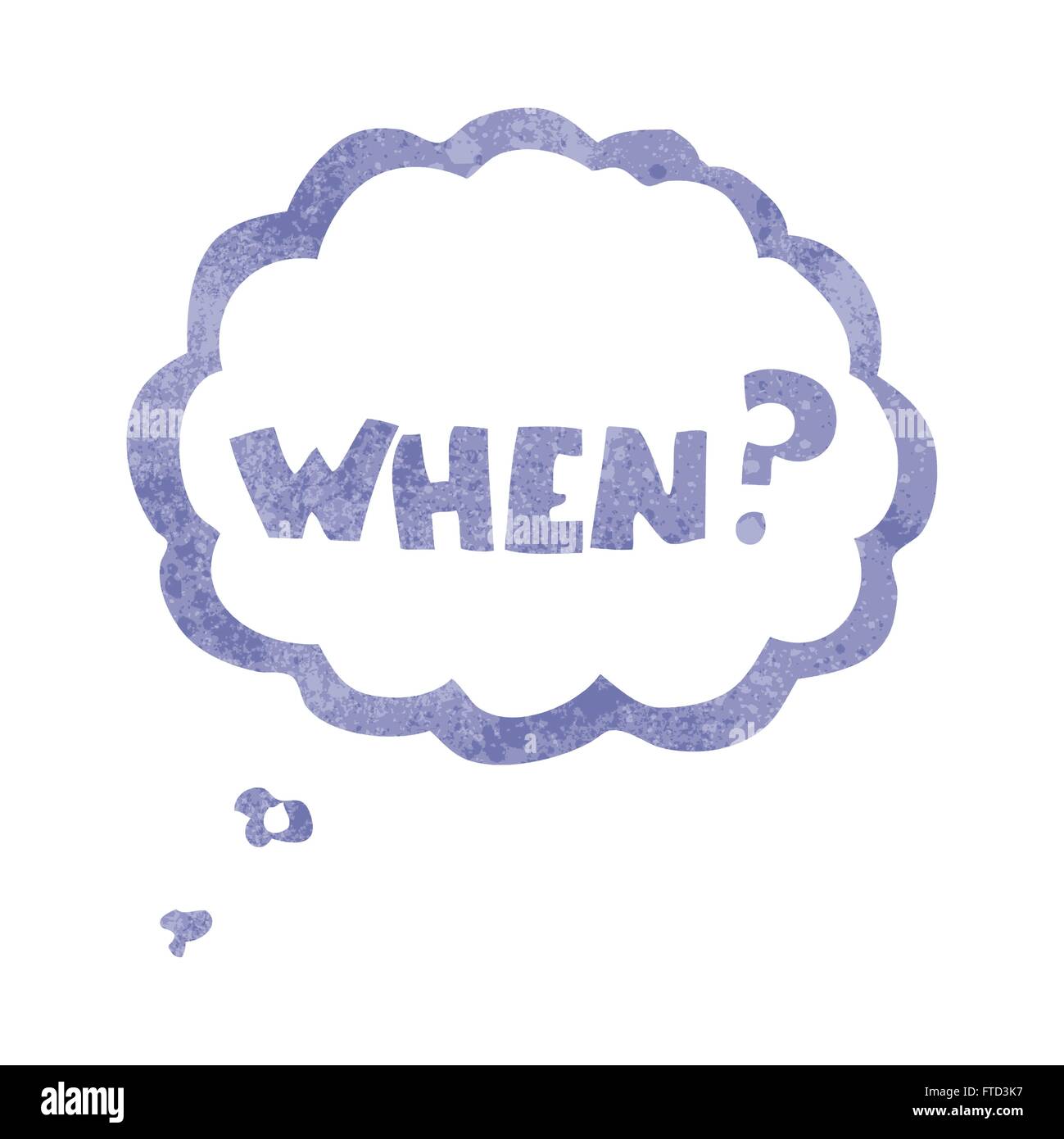 freehand drawn retro cartoon when? word Stock Vector Image & Art - Alamy