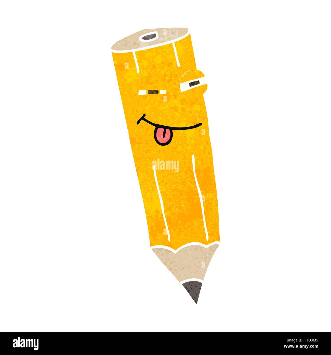 happy freehand drawn retro cartoon sly pencil Stock Vector Image & Art ...