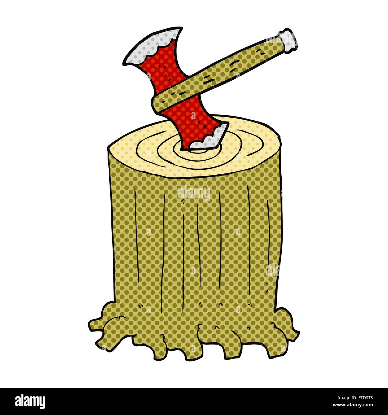 freehand drawn cartoon tree stump and axe Stock Vector Image & Art - Alamy