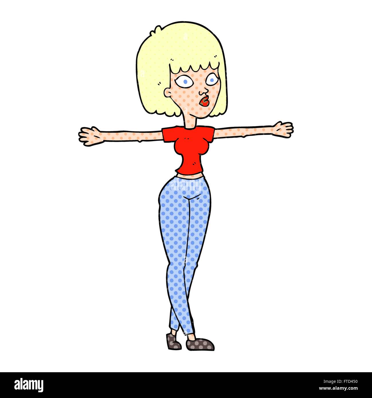 freehand drawn cartoon woman spreading arms Stock Vector Image & Art ...