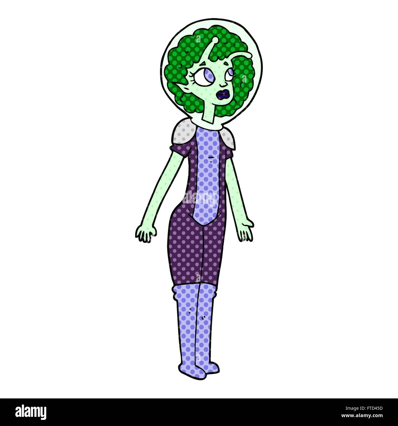 freehand drawn cartoon alien space girl Stock Vector Image & Art - Alamy