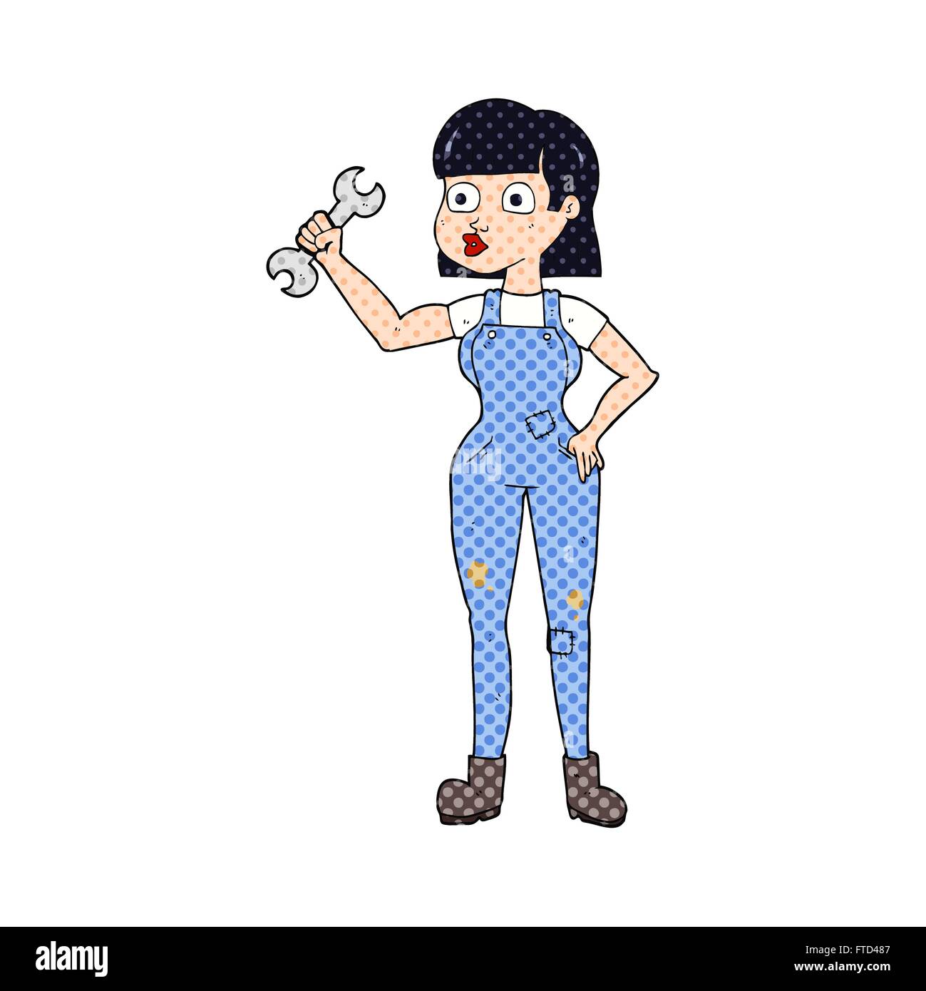 freehand drawn cartoon mechanic woman Stock Vector Image & Art - Alamy