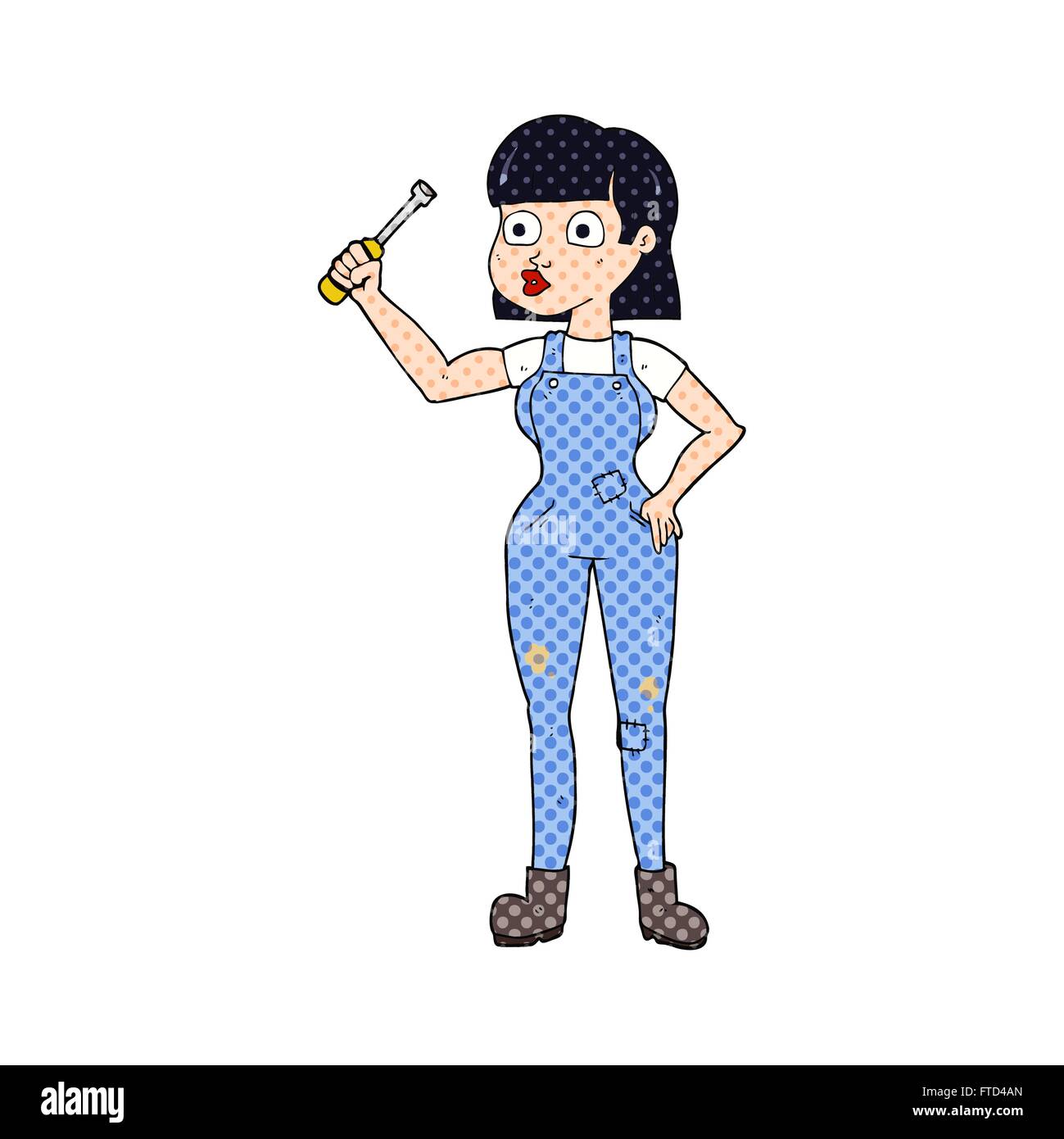 freehand drawn cartoon female mechanic Stock Vector Image & Art - Alamy