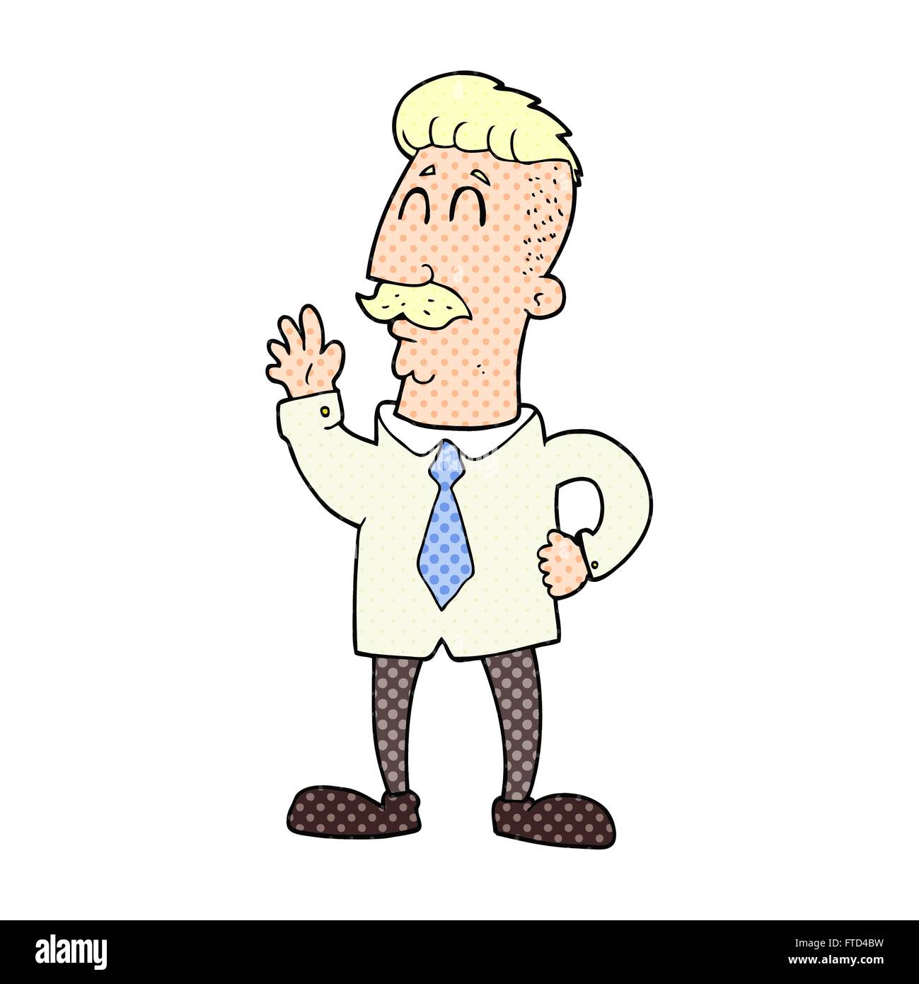 freehand drawn cartoon office man waving Stock Vector Image & Art - Alamy