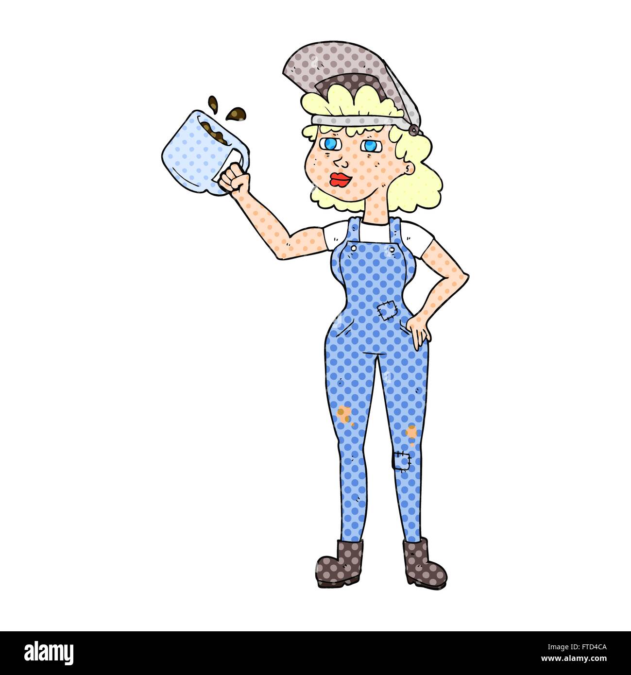 freehand drawn cartoon woman in dungarees Stock Vector Image & Art - Alamy