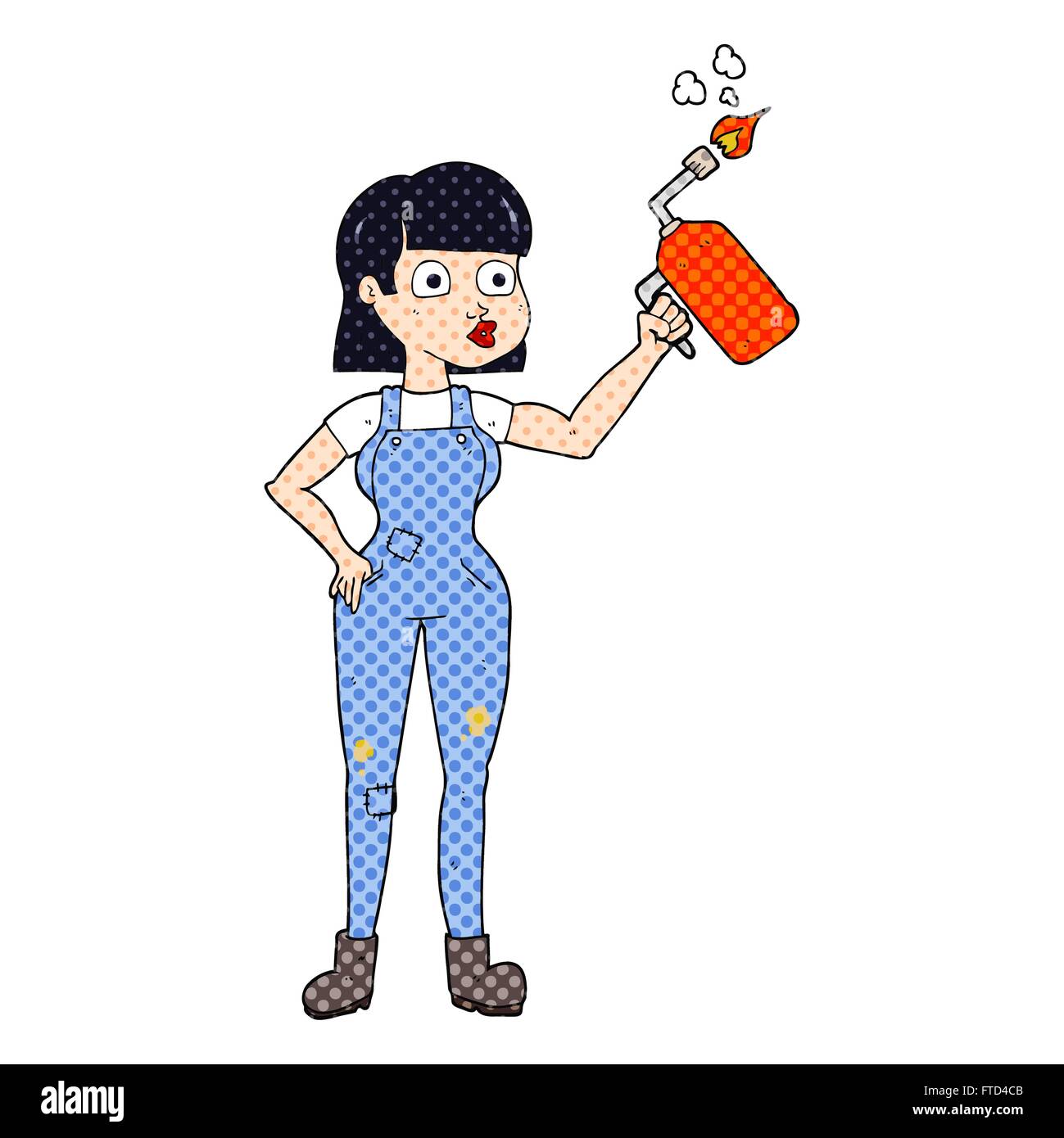 freehand drawn cartoon woman in dungarees Stock Vector Image & Art - Alamy