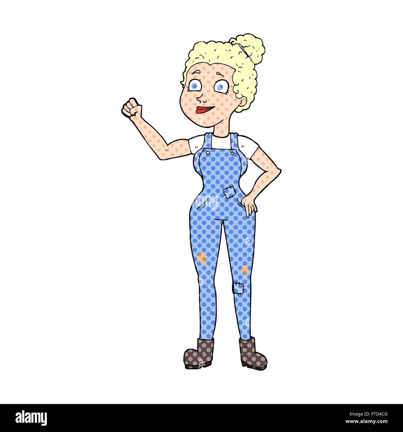 freehand drawn cartoon woman in dungarees Stock Vector Image & Art - Alamy