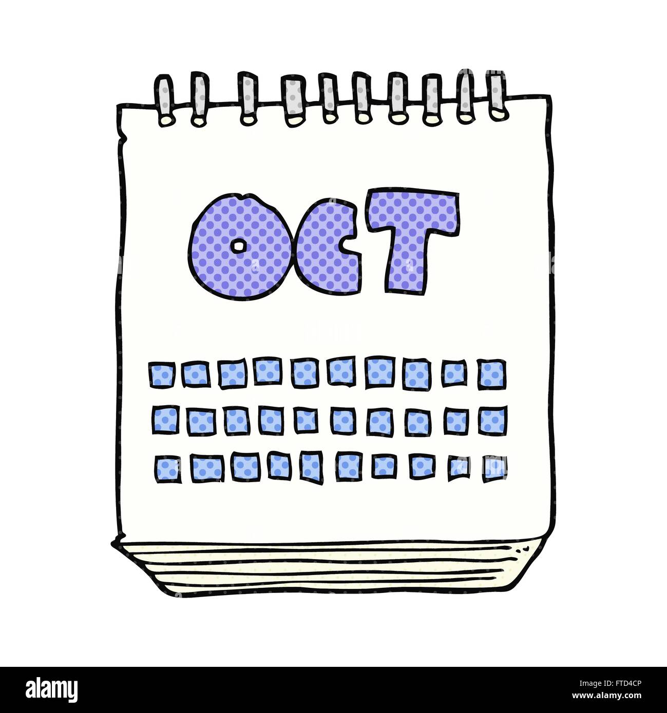 freehand drawn cartoon calendar showing month of october Stock Vector ...