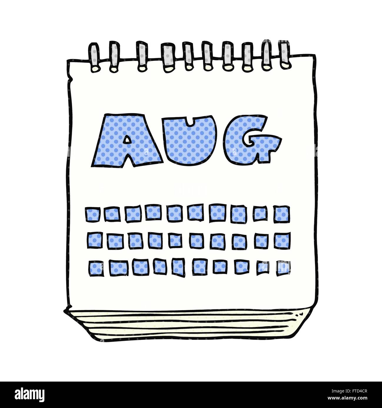 freehand drawn cartoon calendar showing month of august Stock Vector ...