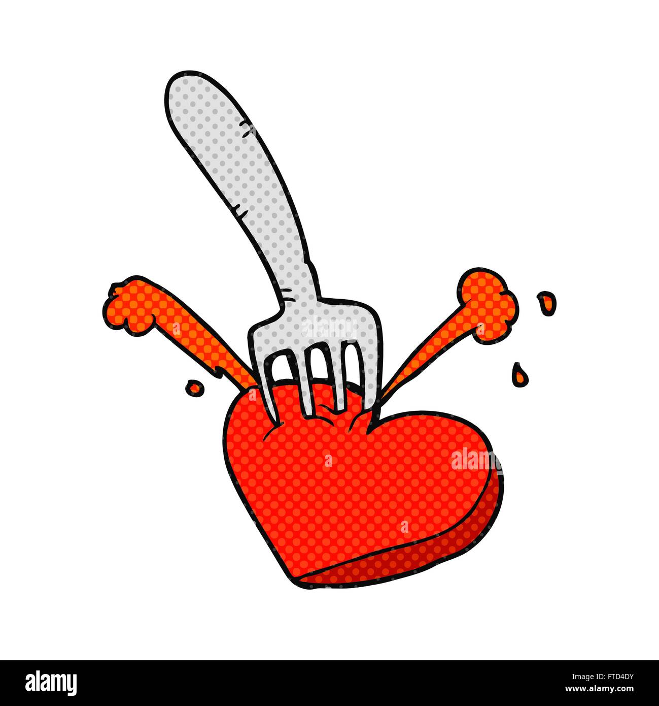 freehand drawn cartoon heart stabbed by fork Stock Vector Image & Art ...