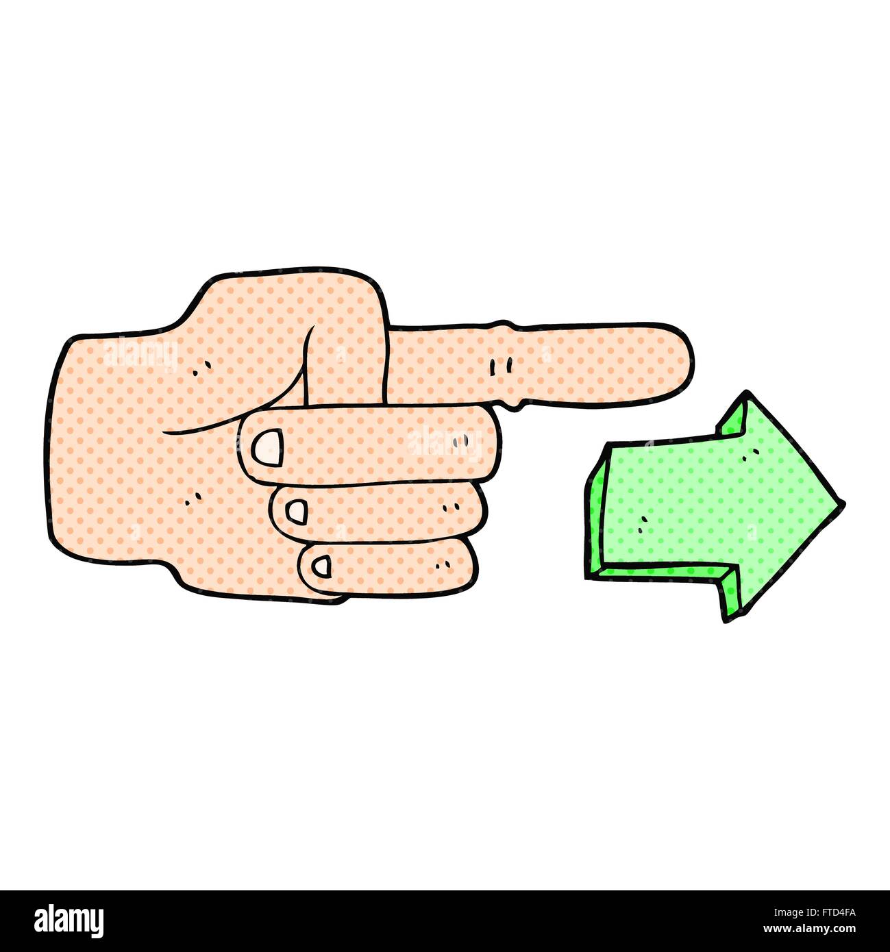 freehand drawn cartoon pointing hand with arrow Stock Vector Image ...