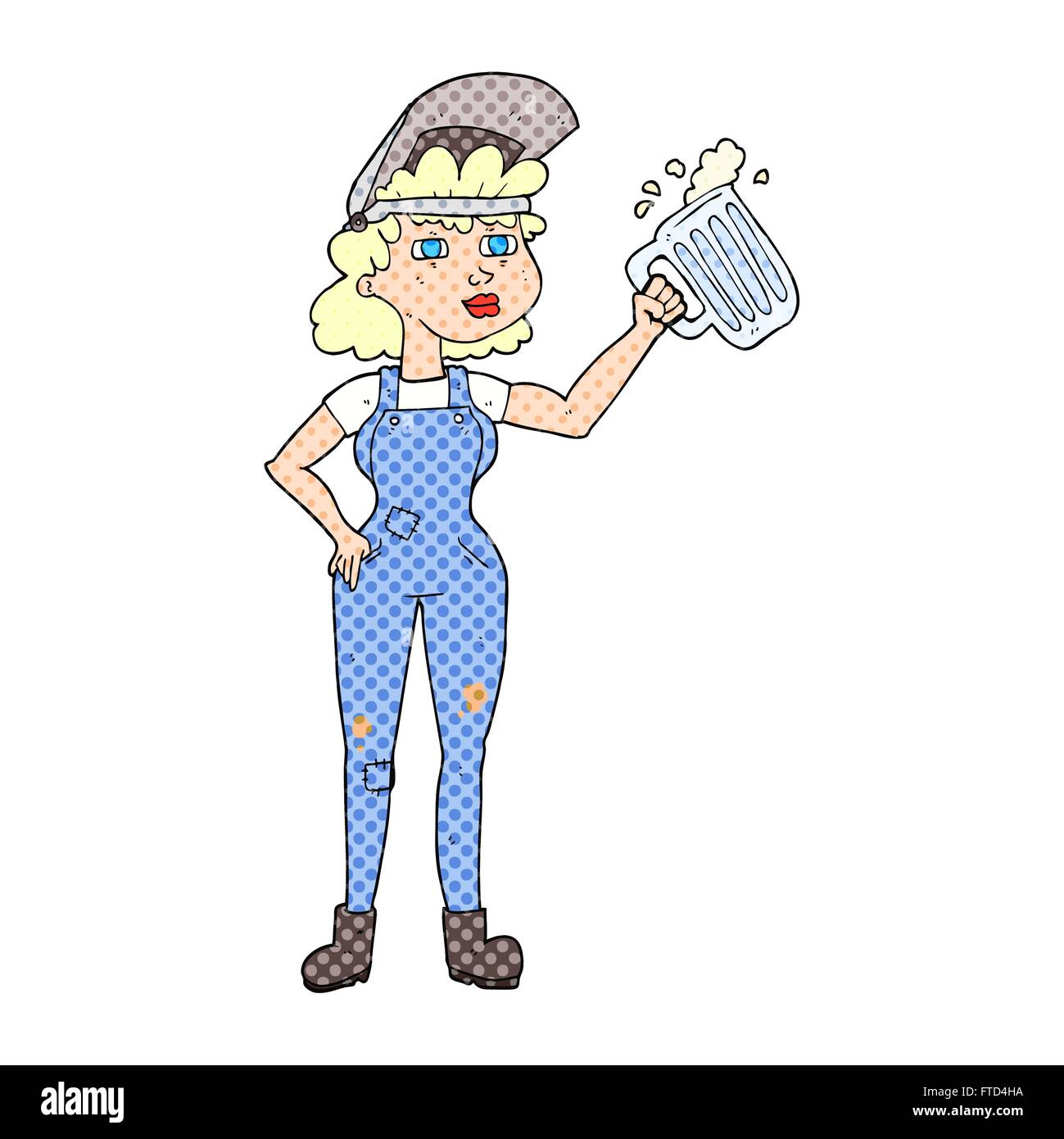 freehand drawn cartoon hard working woman with beer Stock Vector Image ...