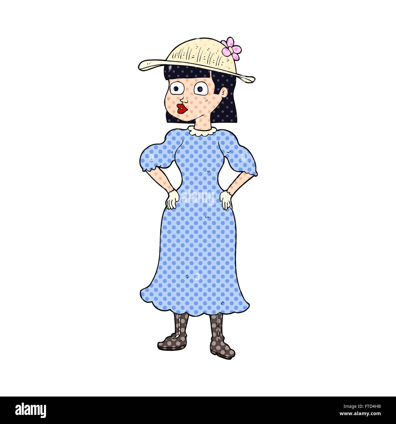 freehand drawn cartoon woman in sensible dress Stock Vector Image & Art ...
