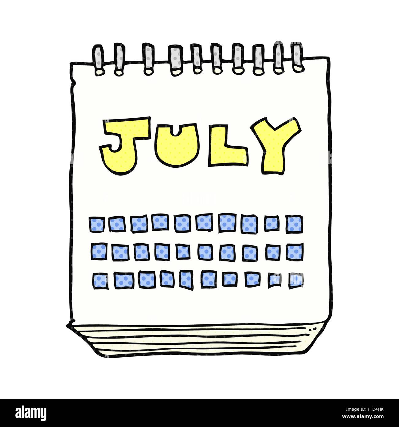 freehand drawn cartoon calendar showing month of July Stock Vector ...