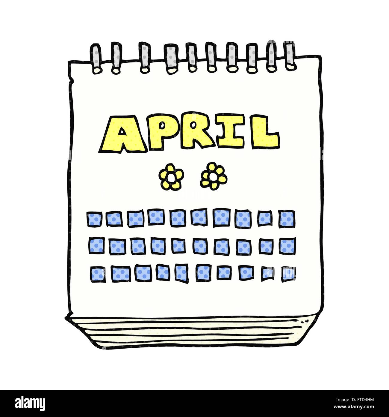 freehand drawn cartoon calendar showing month of April Stock Vector ...