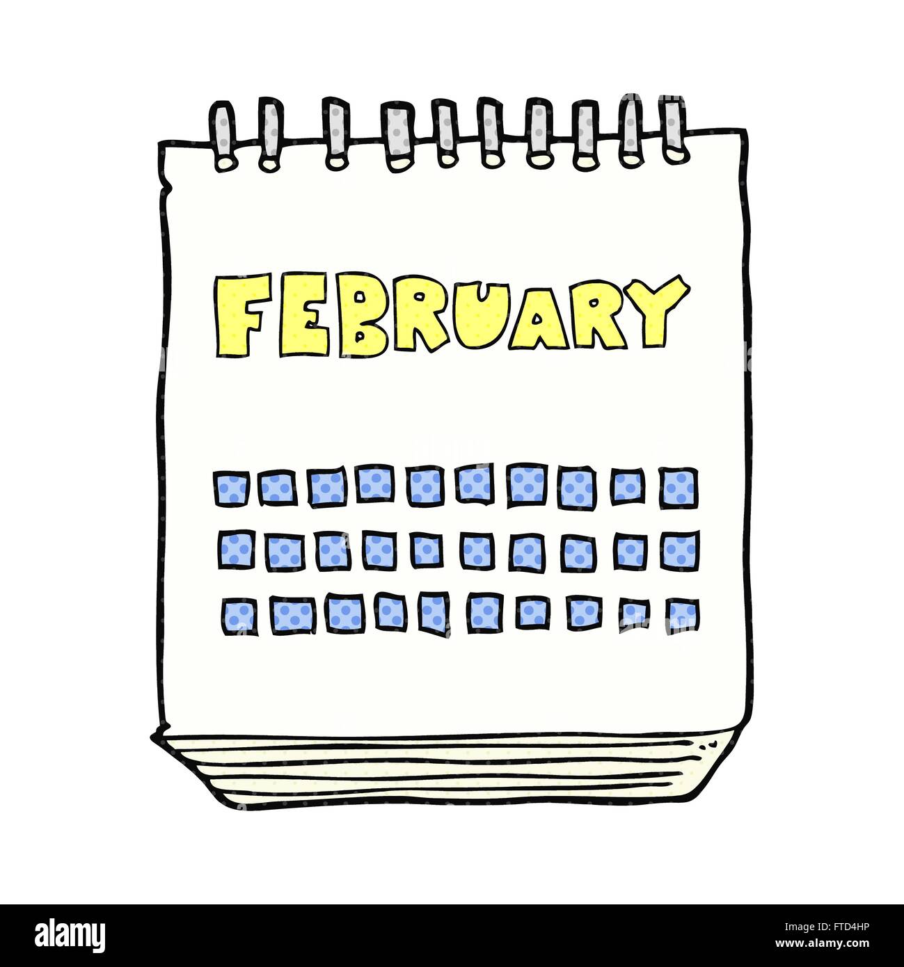 freehand drawn cartoon calendar showing month of february Stock Vector ...