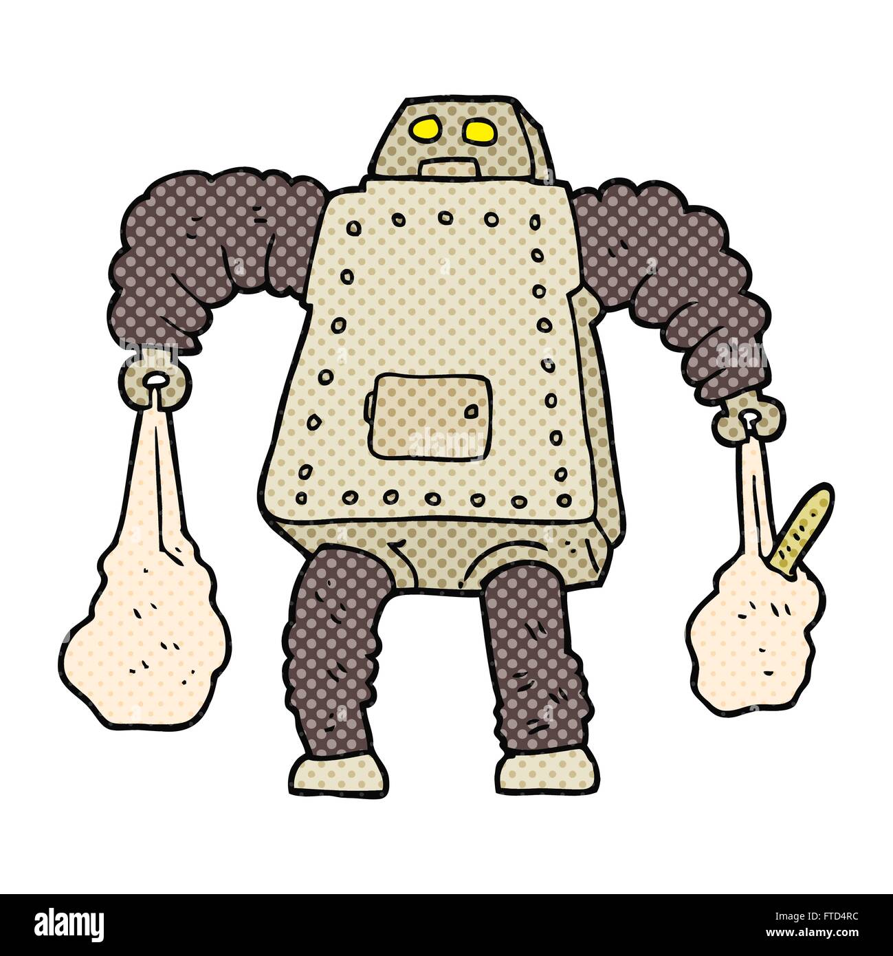 freehand drawn cartoon robot carrying shopping Stock Vector Image & Art ...