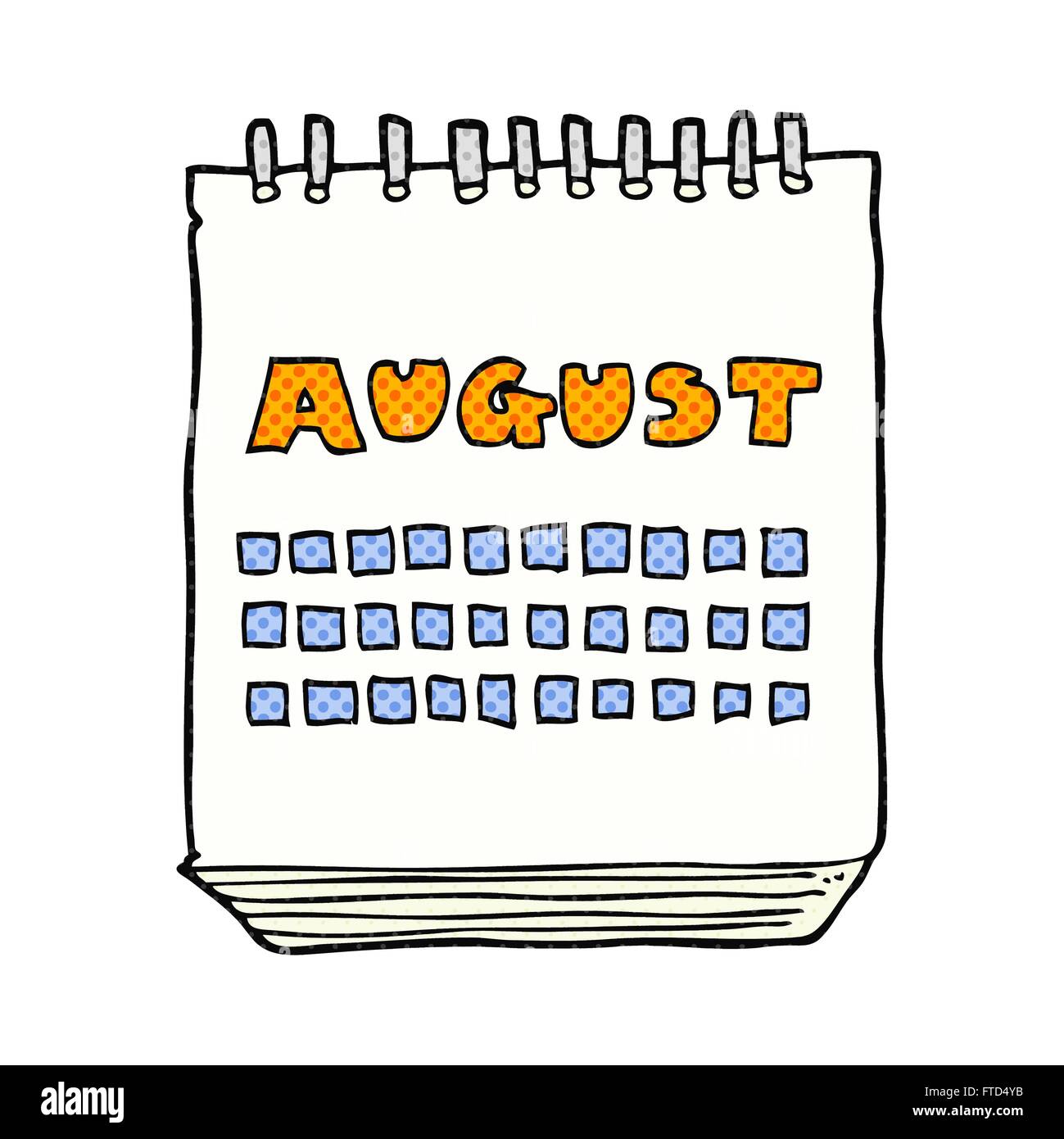 freehand drawn cartoon calendar showing month of august Stock Vector ...