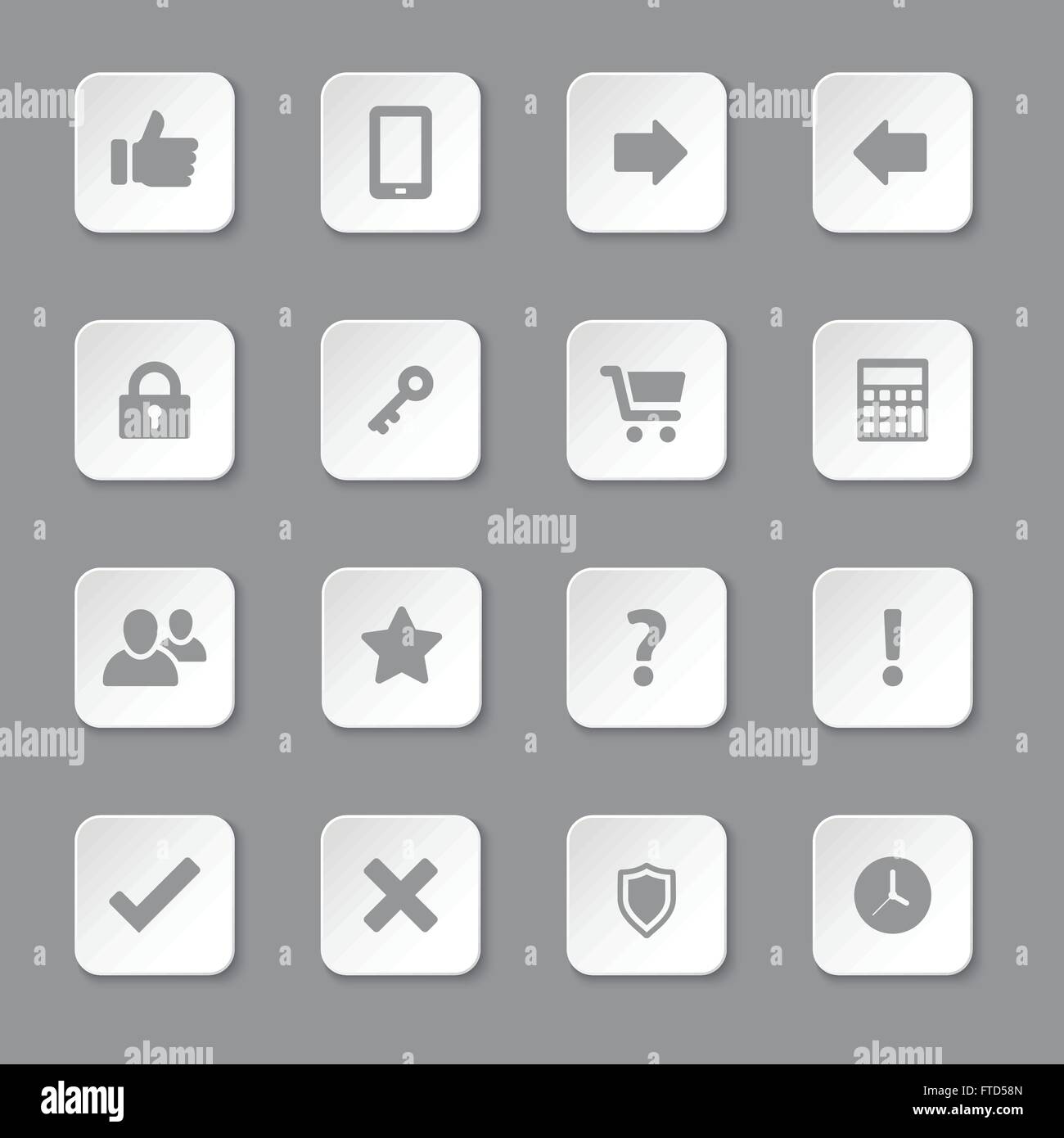 [EPS10] gray flat computer and miscellaneous icon set on rounded rectangle button for web, UI ...