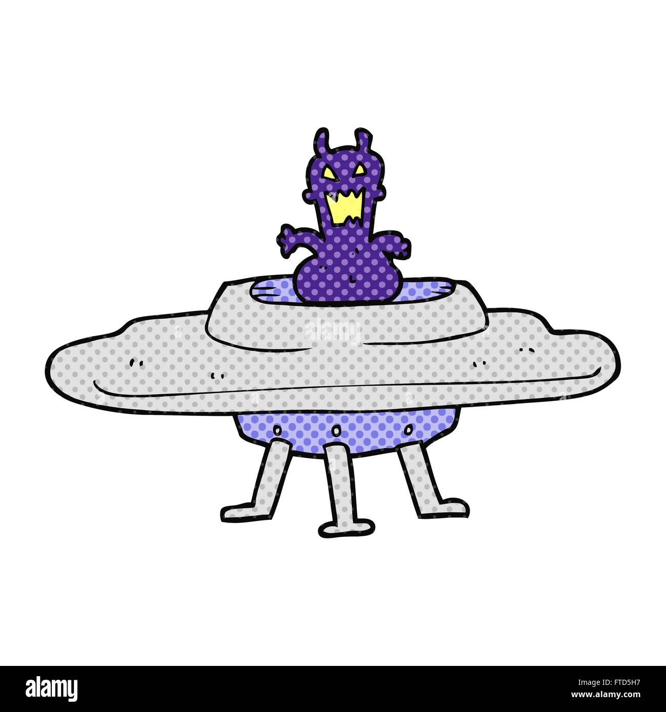 freehand drawn cartoon alien in flying saucer Stock Vector Image & Art ...