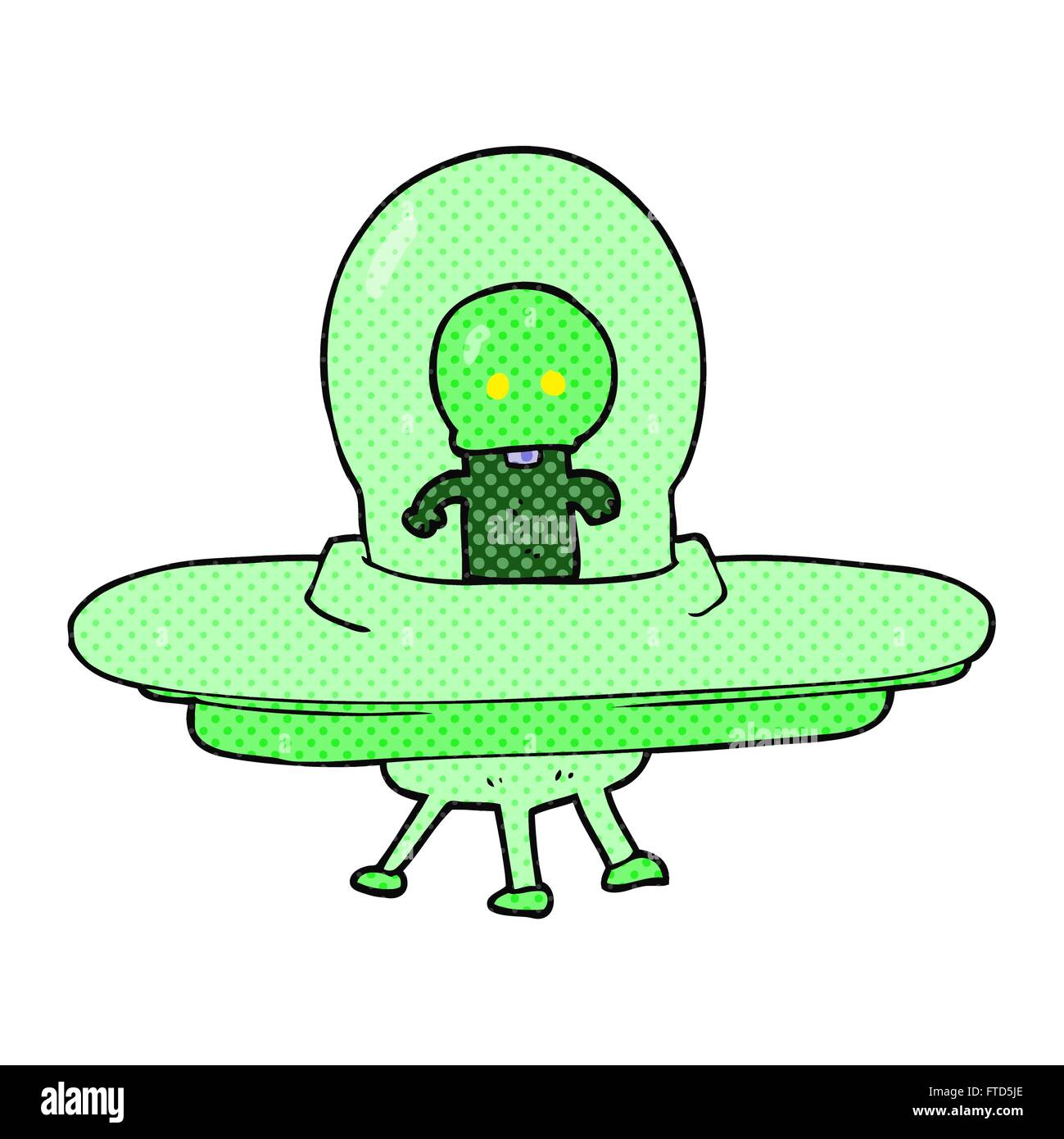 freehand drawn cartoon alien in flying saucer Stock Vector Image & Art ...