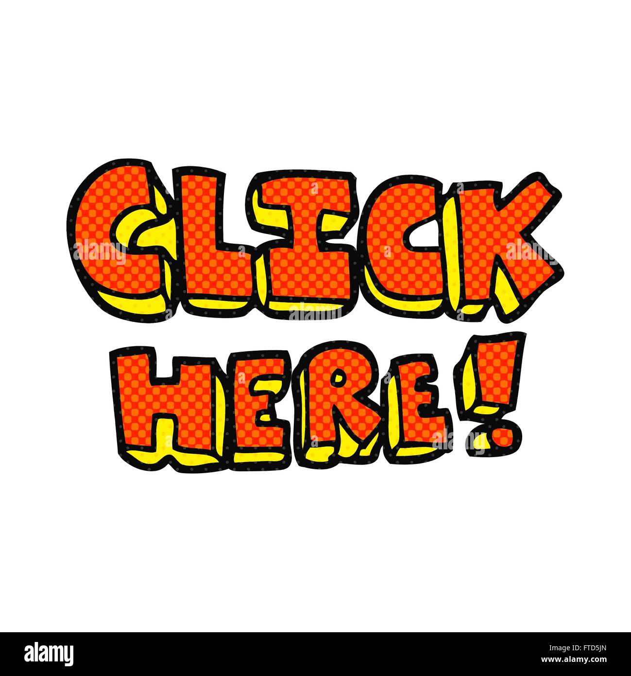 freehand drawn cartoon click here word symbol Stock Vector Image & Art ...