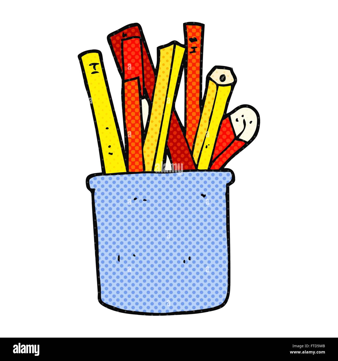 freehand drawn cartoon desk pot of pencils and pens Stock Vector Image ...