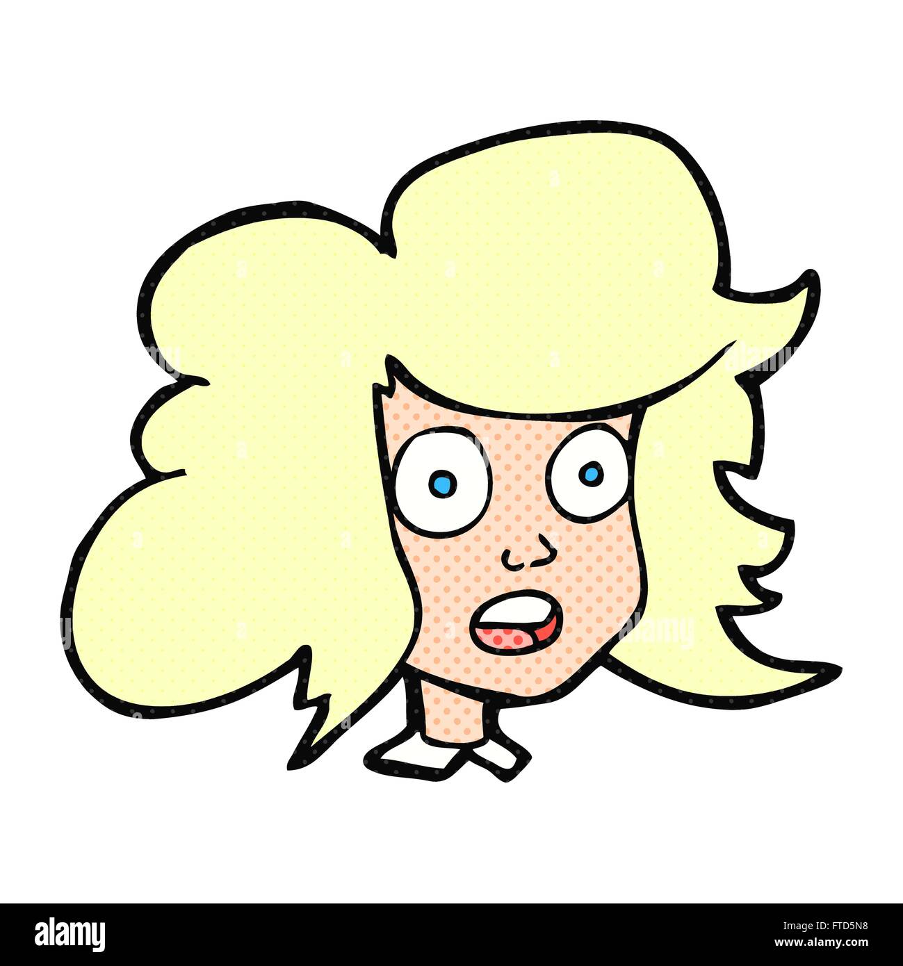 freehand drawn cartoon surprised female face Stock Vector Image & Art ...