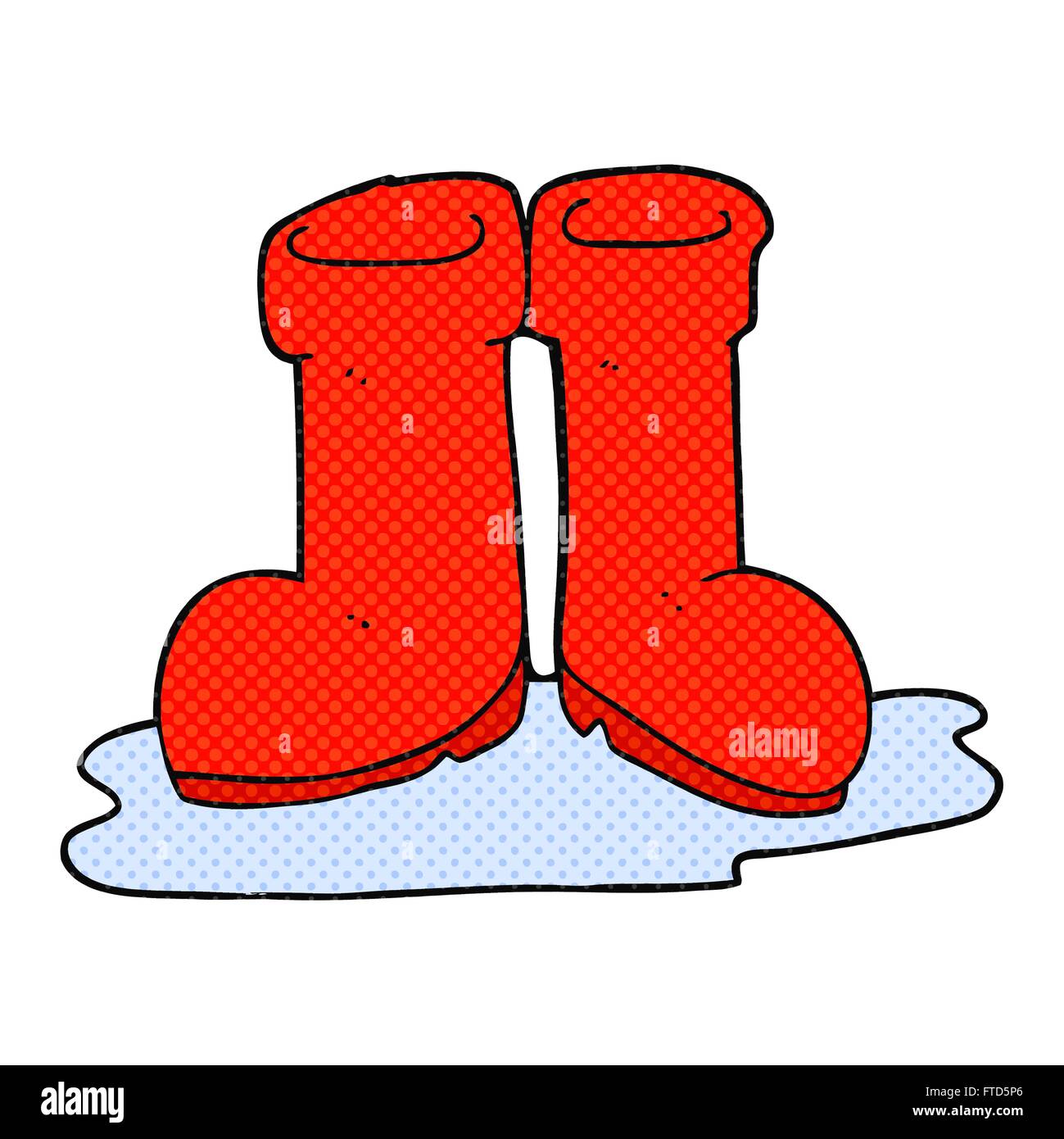 freehand drawn cartoon wellington boots in puddle Stock Vector Image ...