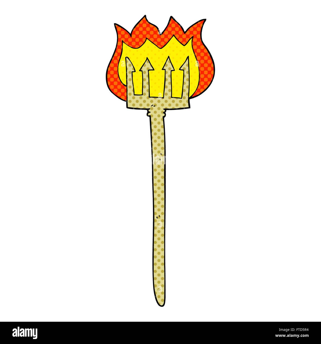 freehand drawn cartoon flaming devil fork Stock Vector Image & Art - Alamy