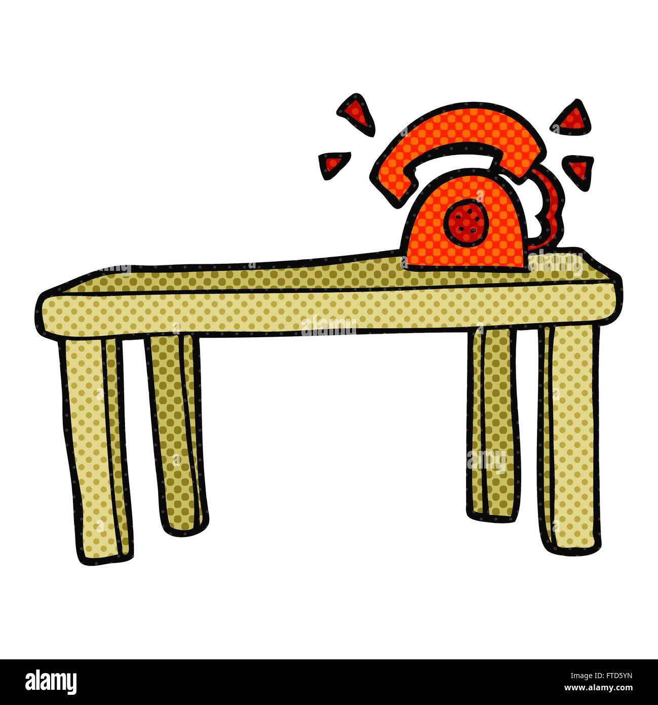 freehand drawn cartoon phone ringing on desk Stock Vector Image & Art ...