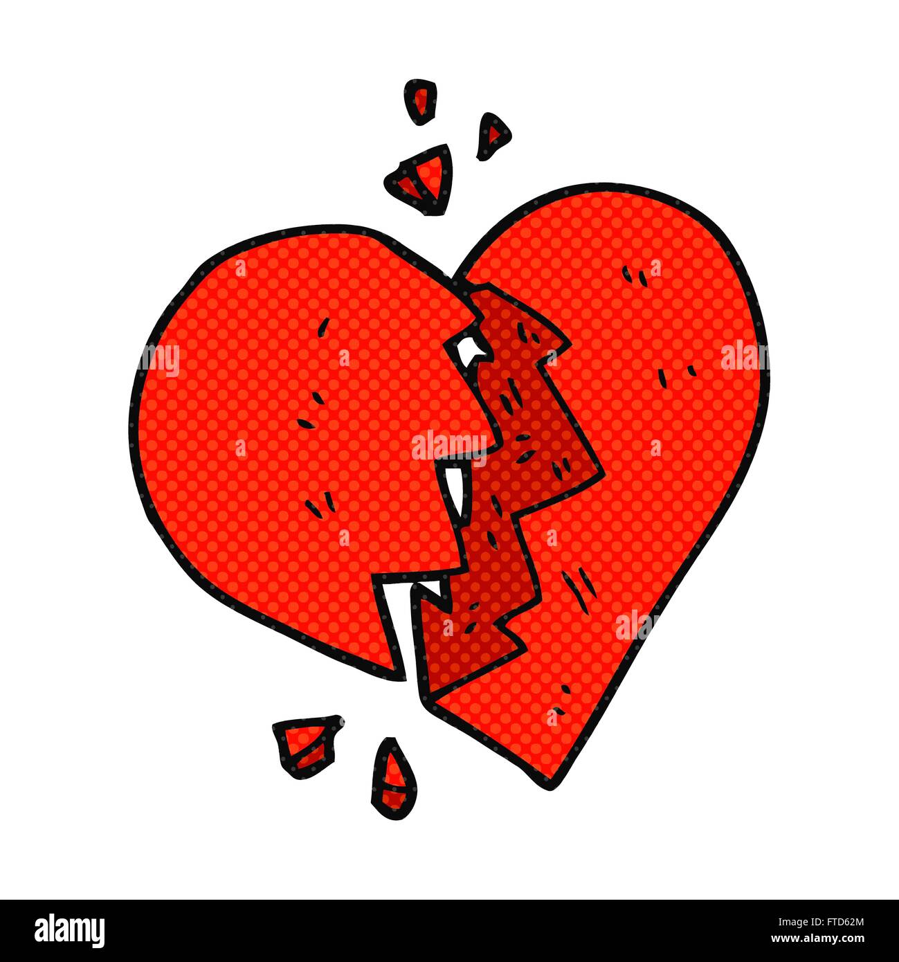 freehand drawn cartoon broken heart Stock Vector Image & Art - Alamy