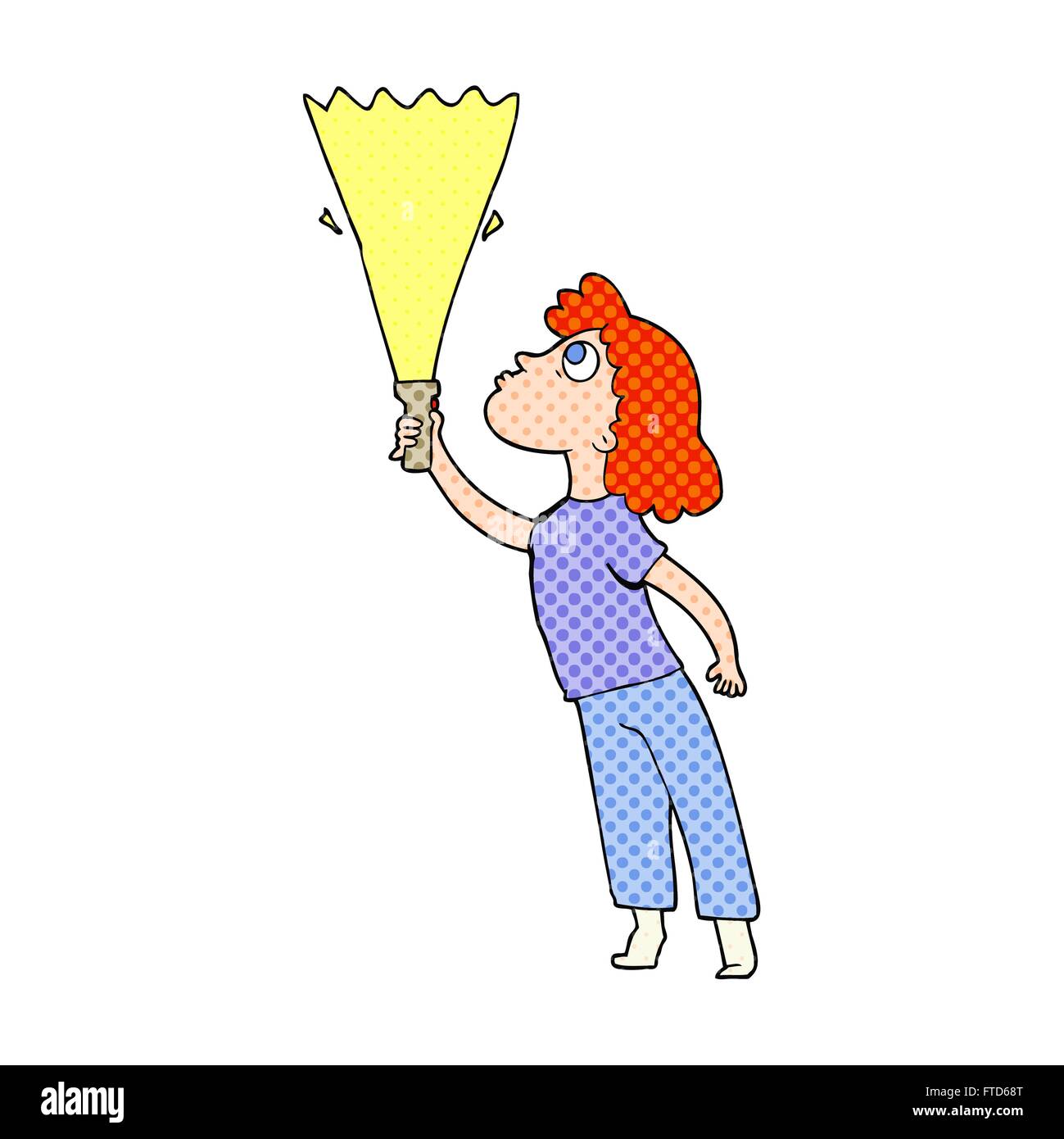 freehand drawn cartoon woman searching with torch Stock Vector Image ...