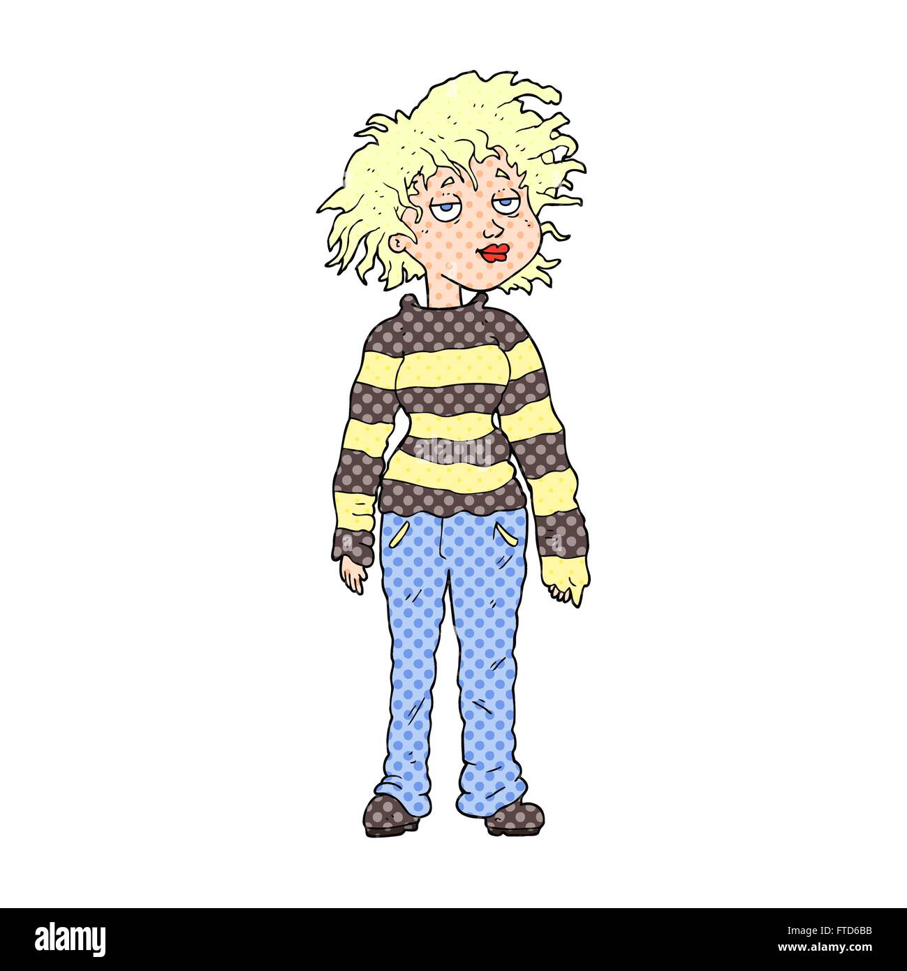 freehand drawn cartoon chilled out girl Stock Vector Image & Art - Alamy