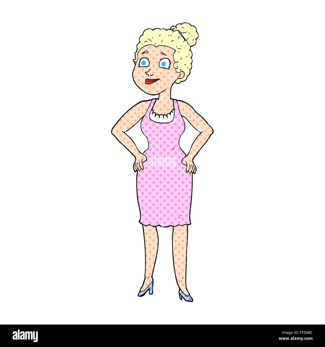 freehand drawn cartoon woman wearing dress Stock Vector Image & Art - Alamy