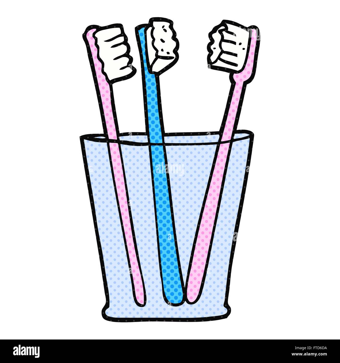 freehand drawn cartoon glass and toothbrushes Stock Vector Image & Art ...