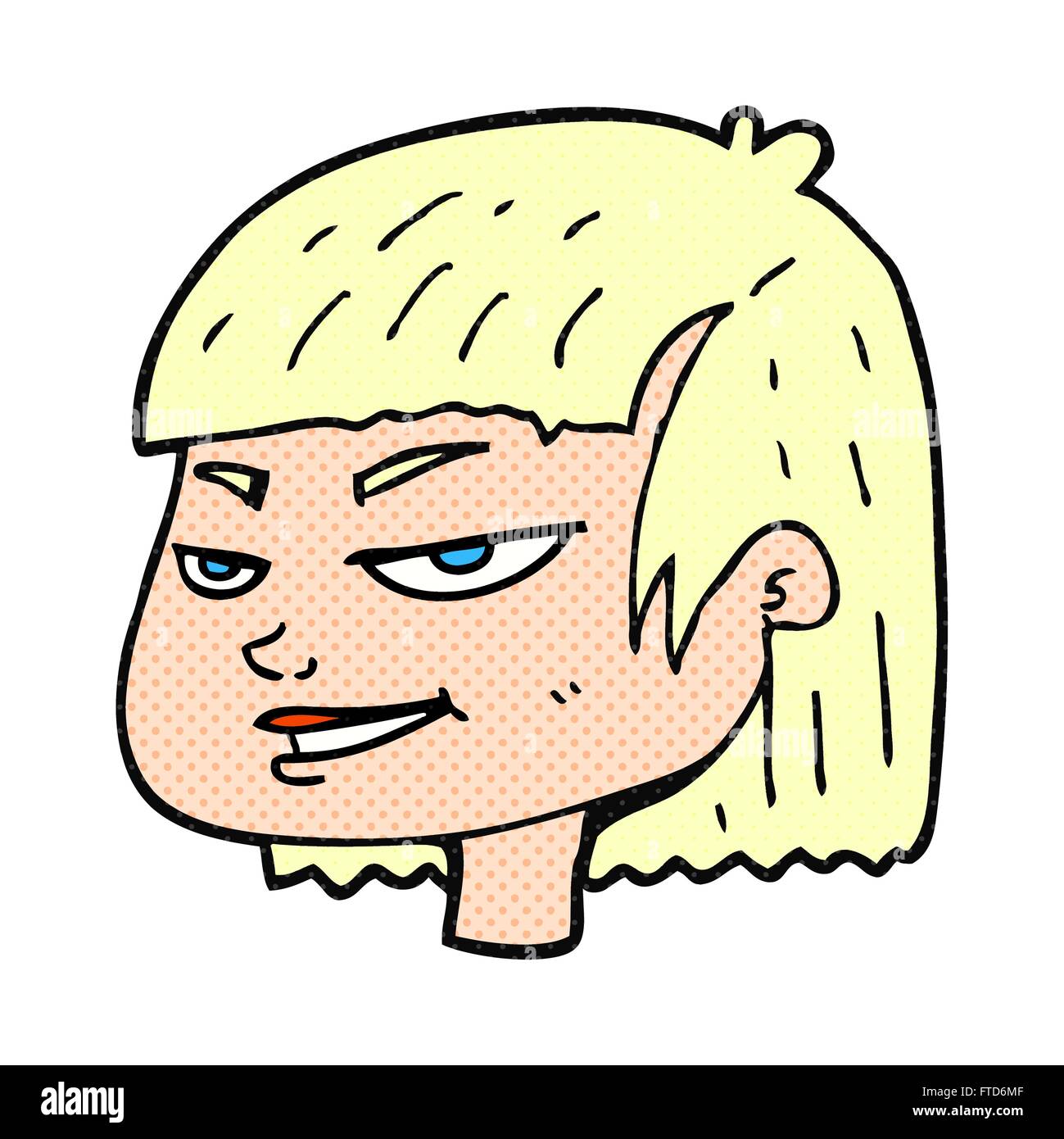 freehand drawn cartoon mean looking girl Stock Vector Image & Art - Alamy