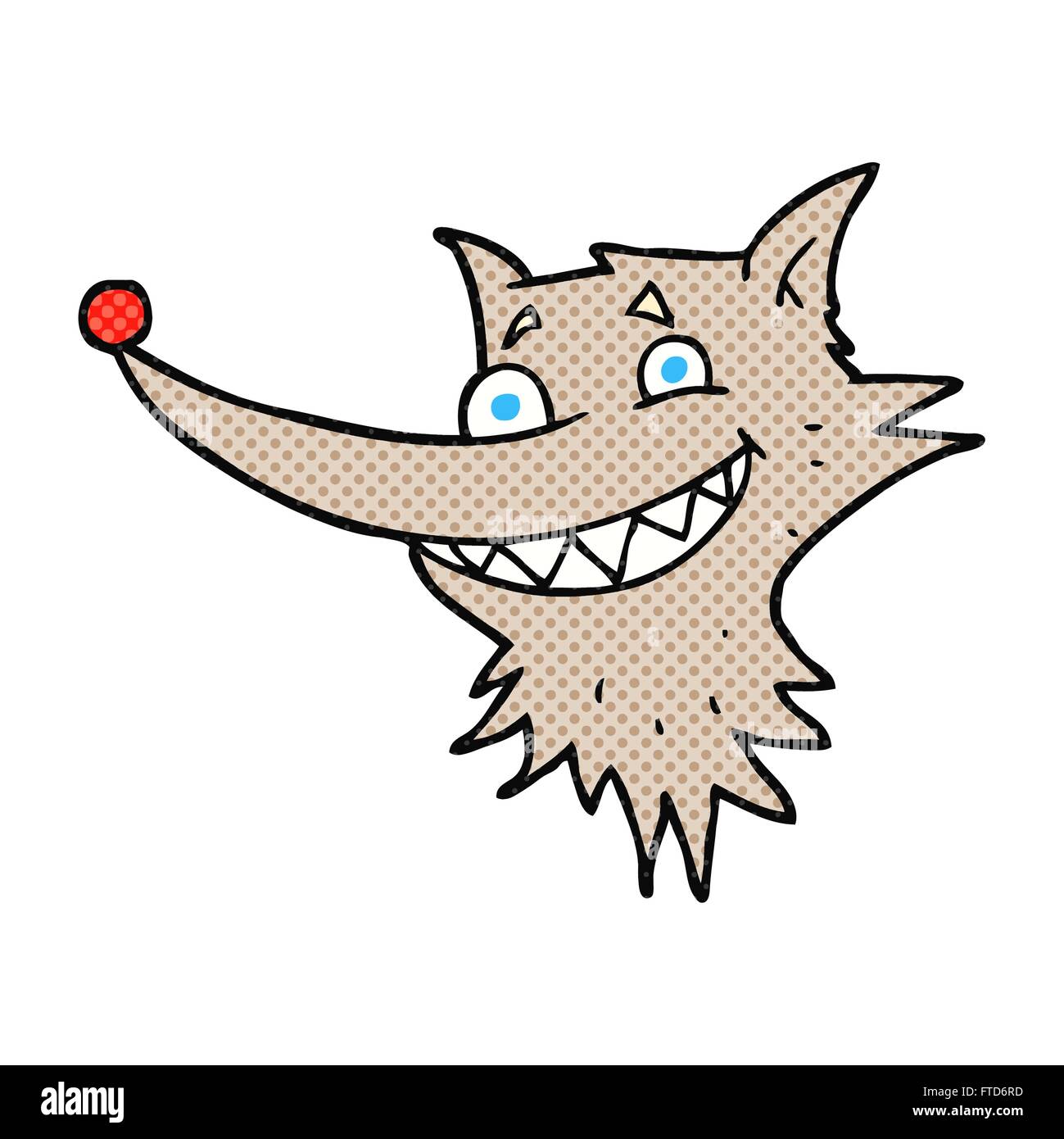 freehand drawn cartoon grinning wolf face Stock Vector Image & Art - Alamy