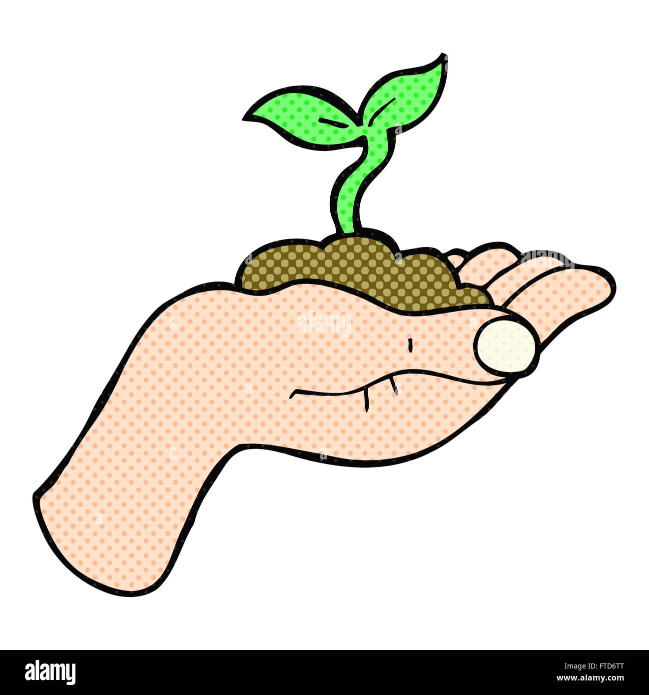 freehand drawn cartoon seedling growing held in hand Stock Vector Image ...