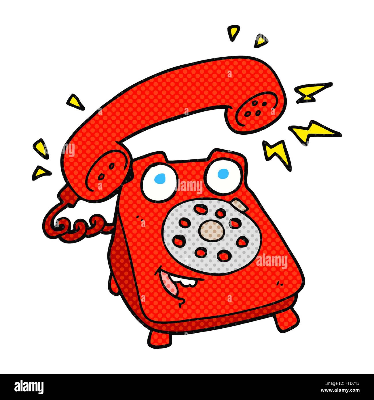 freehand drawn cartoon ringing telephone Stock Vector Image & Art - Alamy