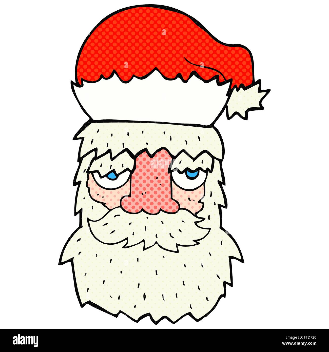 freehand drawn cartoon tired santa claus face Stock Vector Image & Art ...