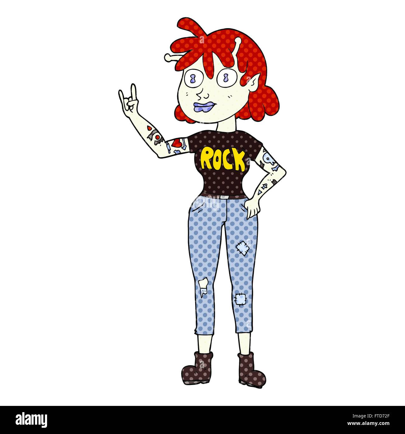 freehand drawn cartoon alien rock fan girl Stock Vector Image & Art - Alamy