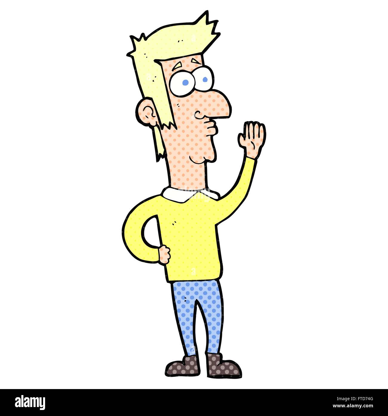 freehand drawn cartoon man waving Stock Vector Image & Art - Alamy