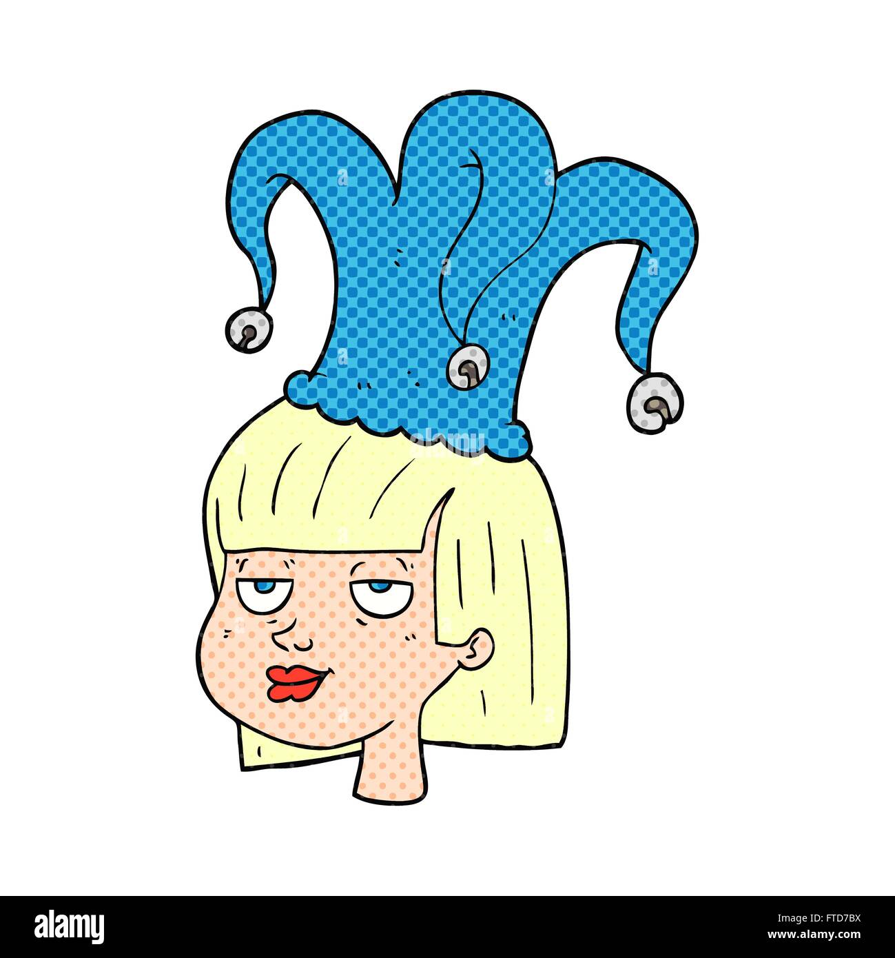 freehand drawn cartoon female face with jester hat Stock Vector Image ...