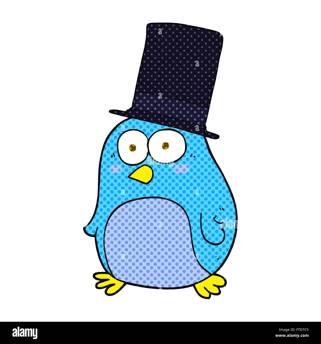 freehand drawn cartoon bird wearing top hat Stock Vector Image & Art ...