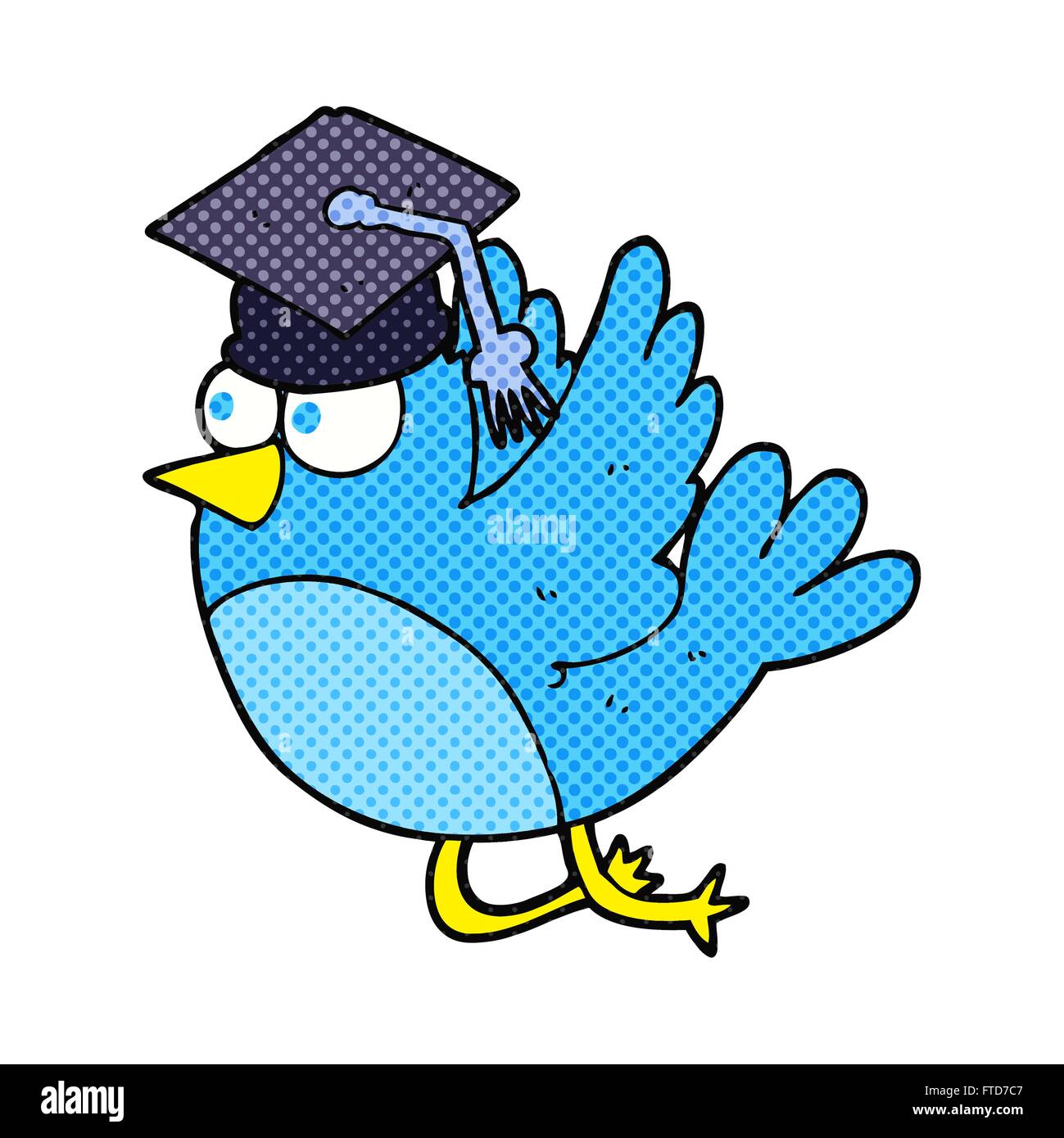 freehand drawn cartoon bird wearing graduation cap Stock Vector Image ...