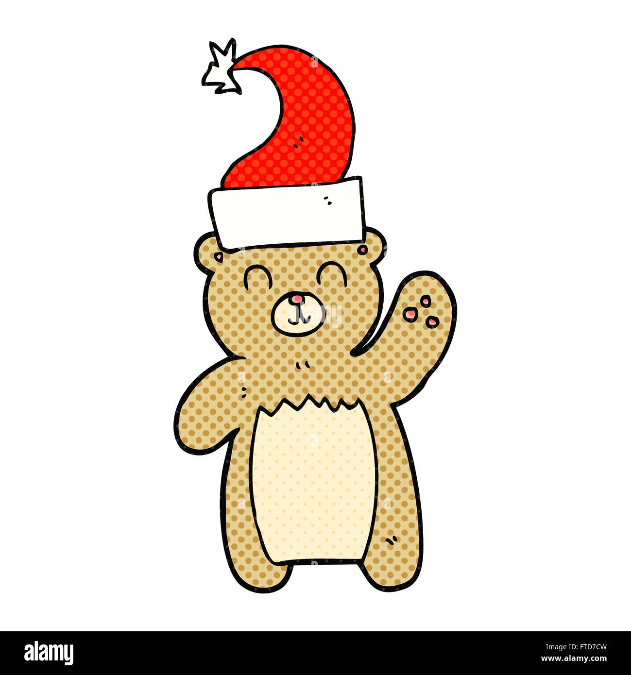 freehand drawing of a cartoon teddy bear waving Stock Vector Image ...
